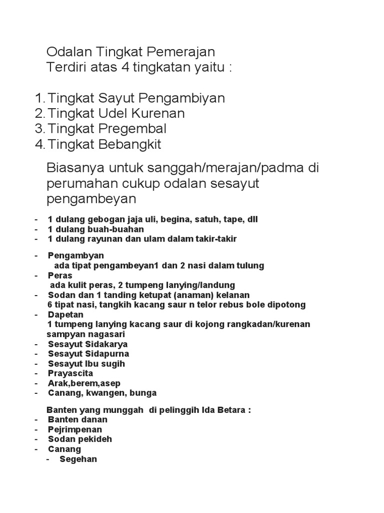 Tingkatan Odalan di Merajan | PDF