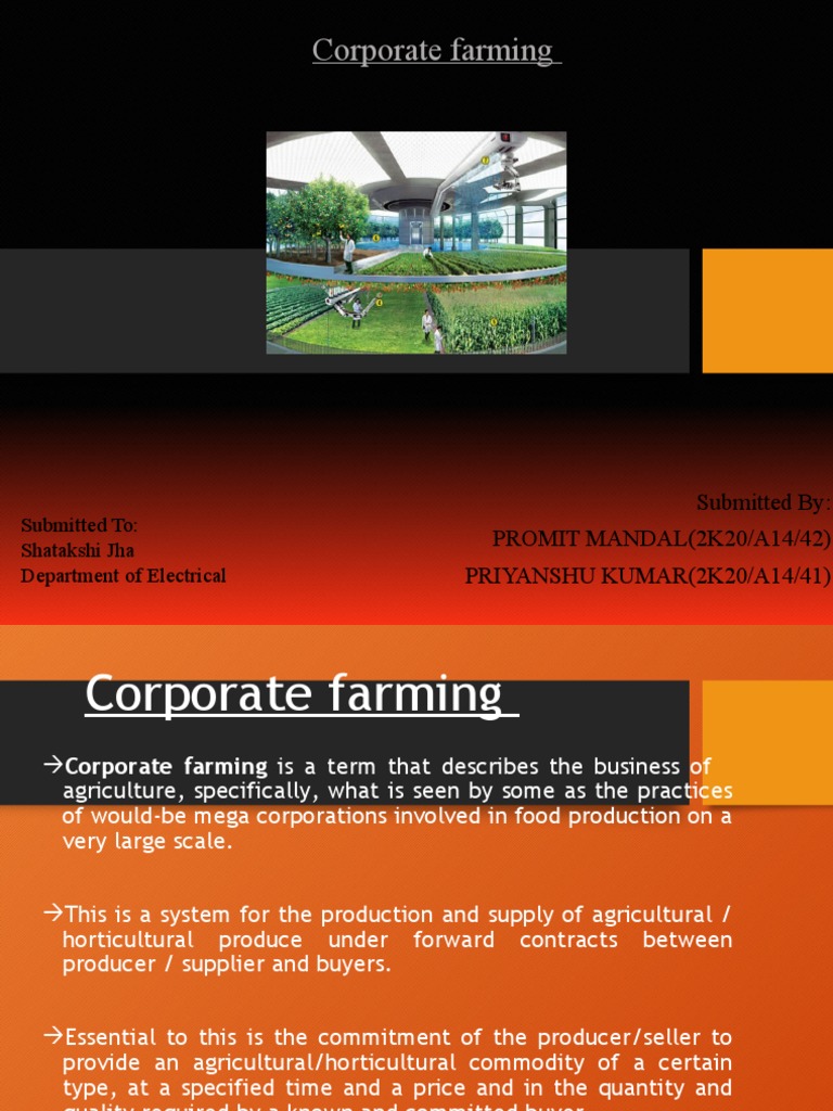 My Corporate Farming | PDF | Agriculture | Farms
