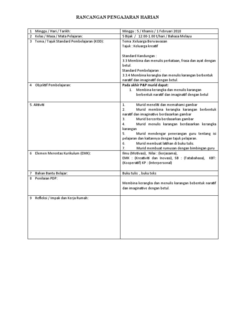 RPH BM Tahun 5 | PDF | Karier & Perkembangan | Sains & Matematika