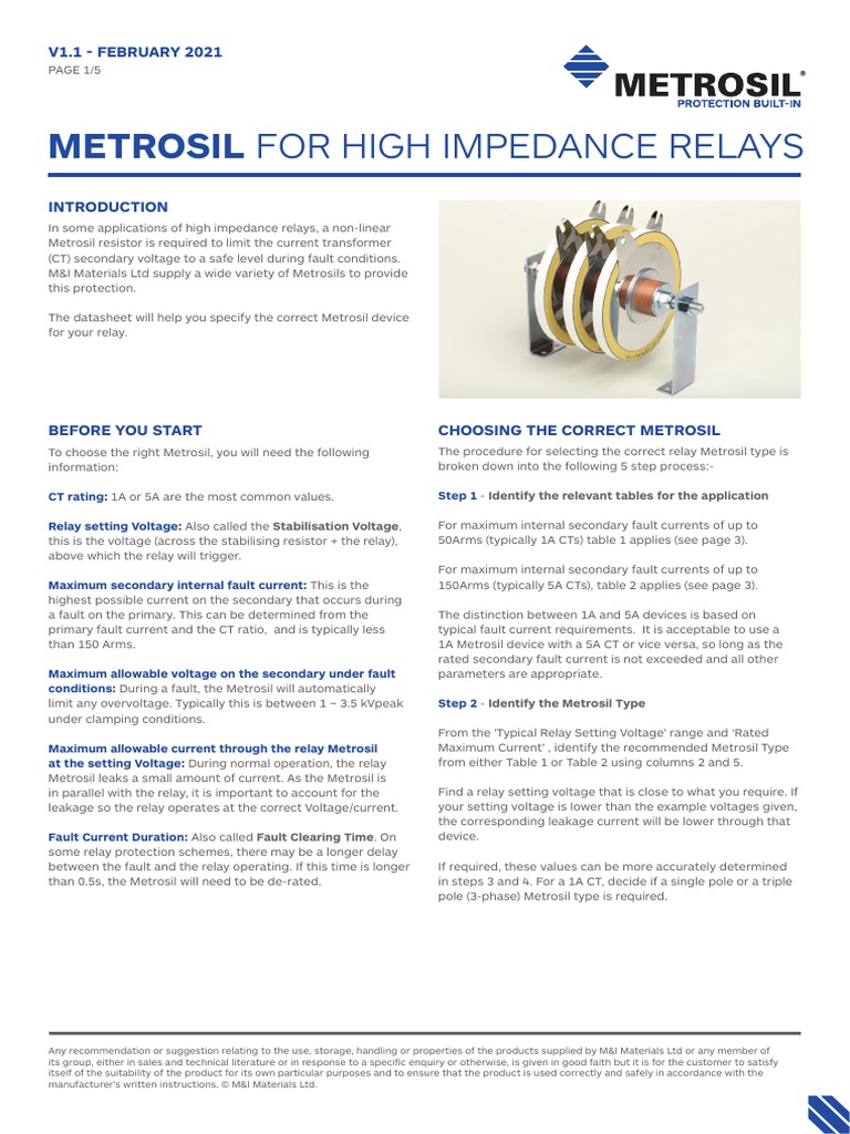 Metrosil - For - High Impedence | PDF | Relay | Electronic Engineering