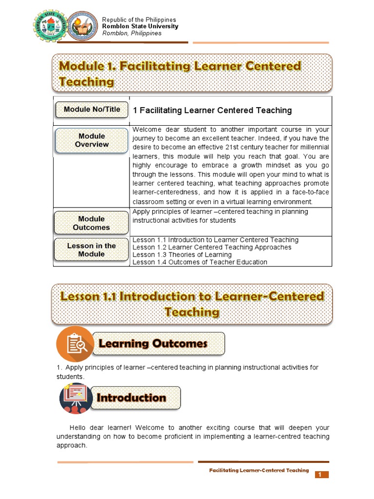 1 Facilitating Learner Centered Teaching: Romblon, Philippines | PDF | Differentiated ...