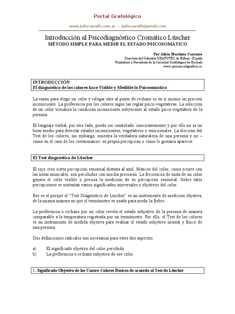 Test de Luscher | PDF | Color | Percepción visual