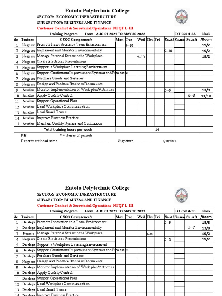 Entoto Polytechnic College Training Programs | PDF | Automated Teller ...