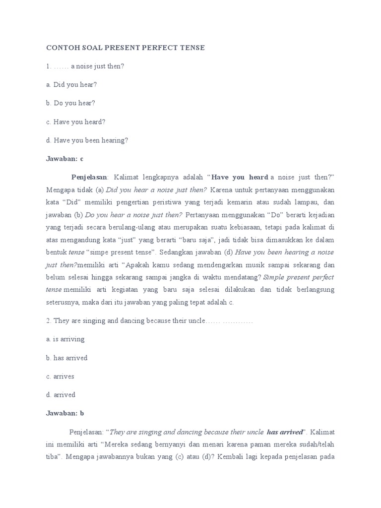 Contoh Soal Present Perfect Tense | PDF