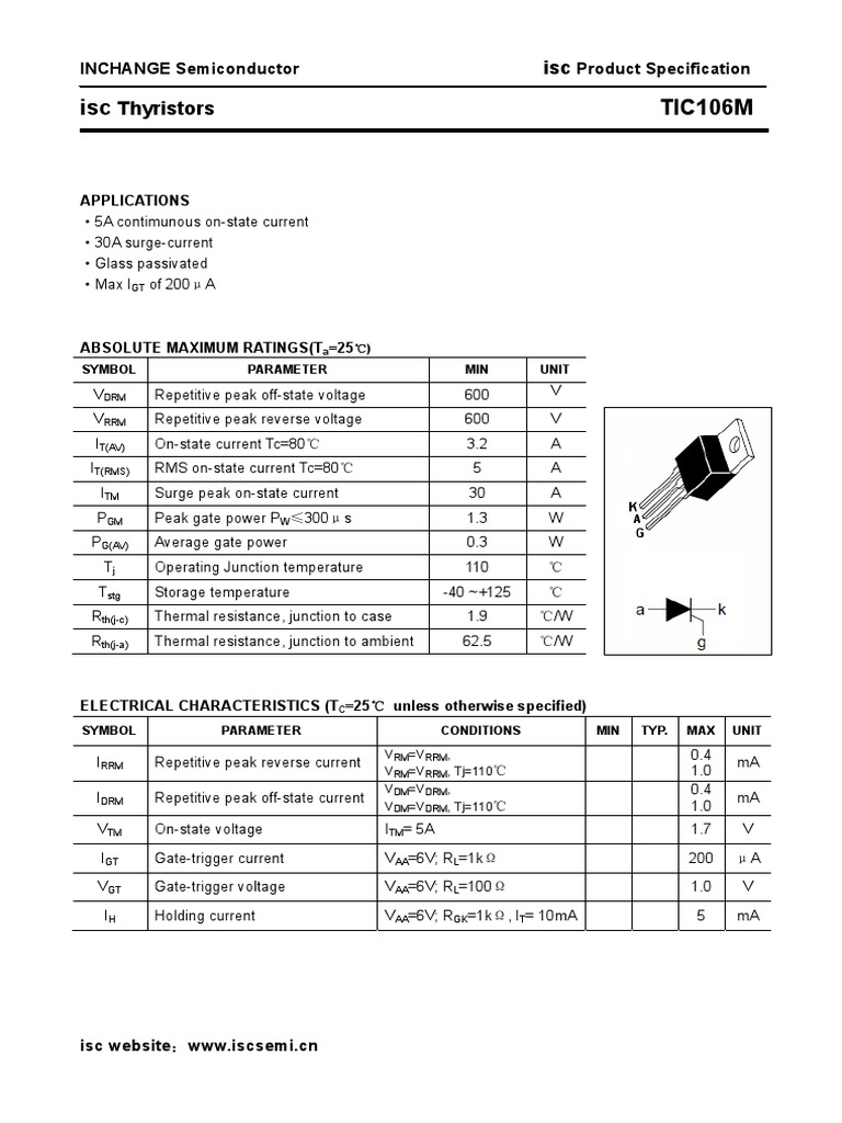 Datasheet (TIC 106) | PDF
