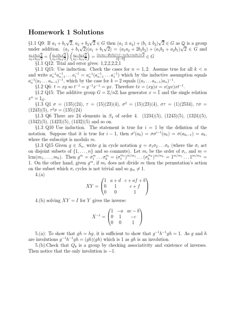 Algebra (Dummit) HW 1 | PDF | Factorization | Group (Mathematics)