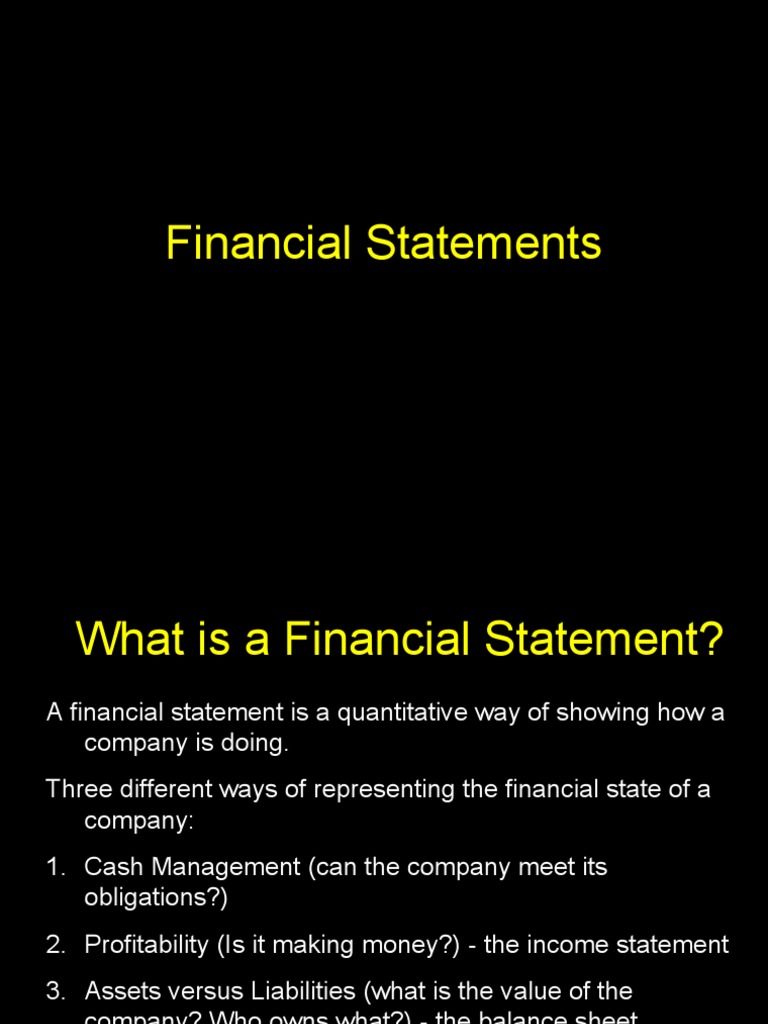 Understanding Financial Statements | PDF | Debits And Credits | Balance ...