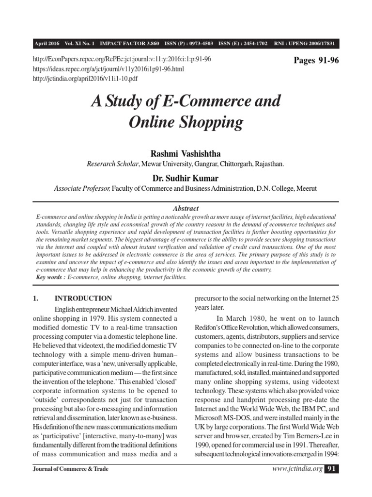 A Study of E-Commerce and Online Shopping: Pages 91-96 | PDF | E ...