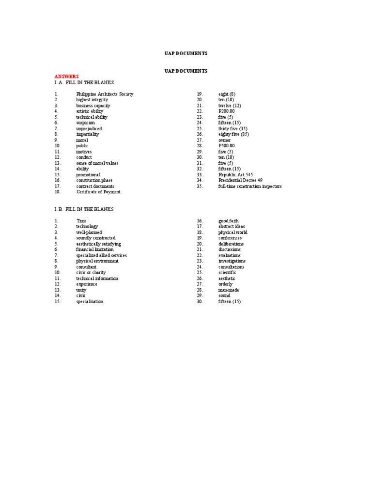 Answers: Uap Documents | PDF | Architect | General Contractor