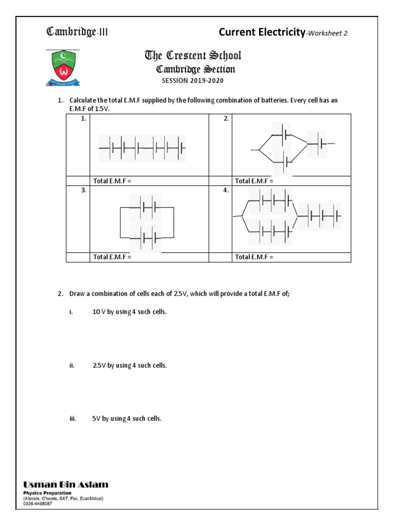 Electricity Worksheet 2 | PDF