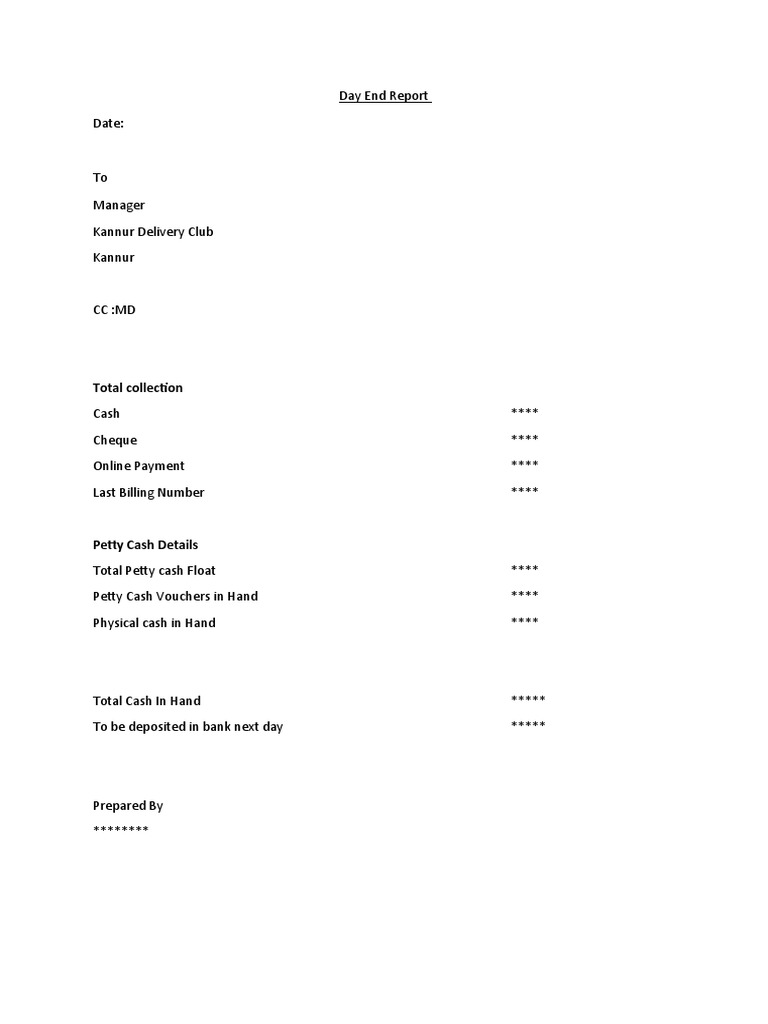 Day End Report | PDF