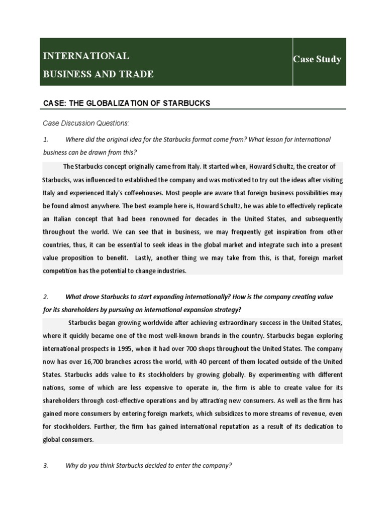International Business and Trade Case Study: Case: The Globalization of ...