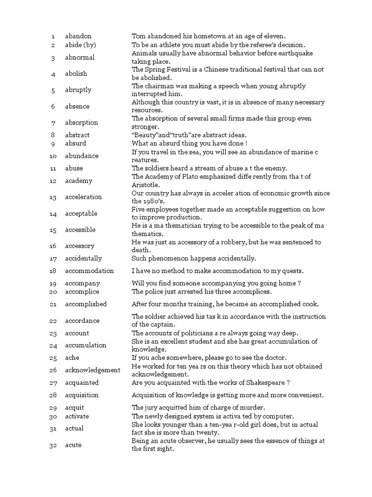 Words and Example1 | PDF | Cognition