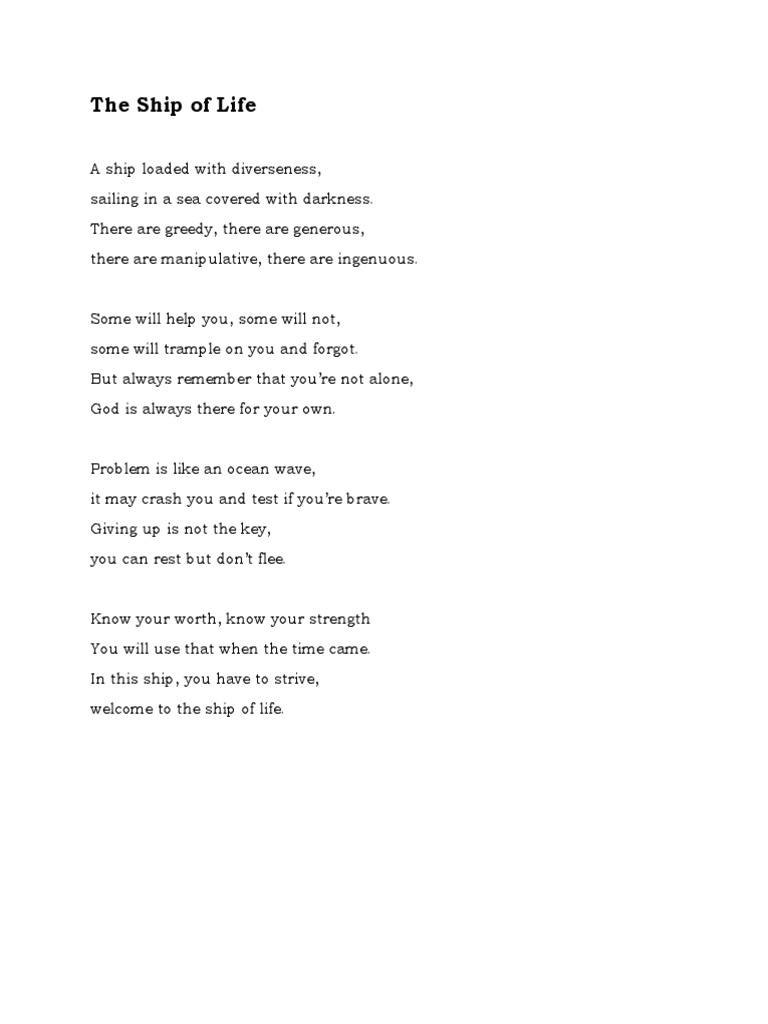 The Ship of Life (Poem) | PDF