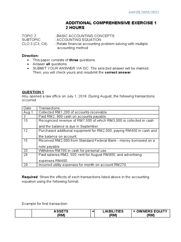 Additional Comprehensive Exercise | PDF | Expense | Equity (Finance)