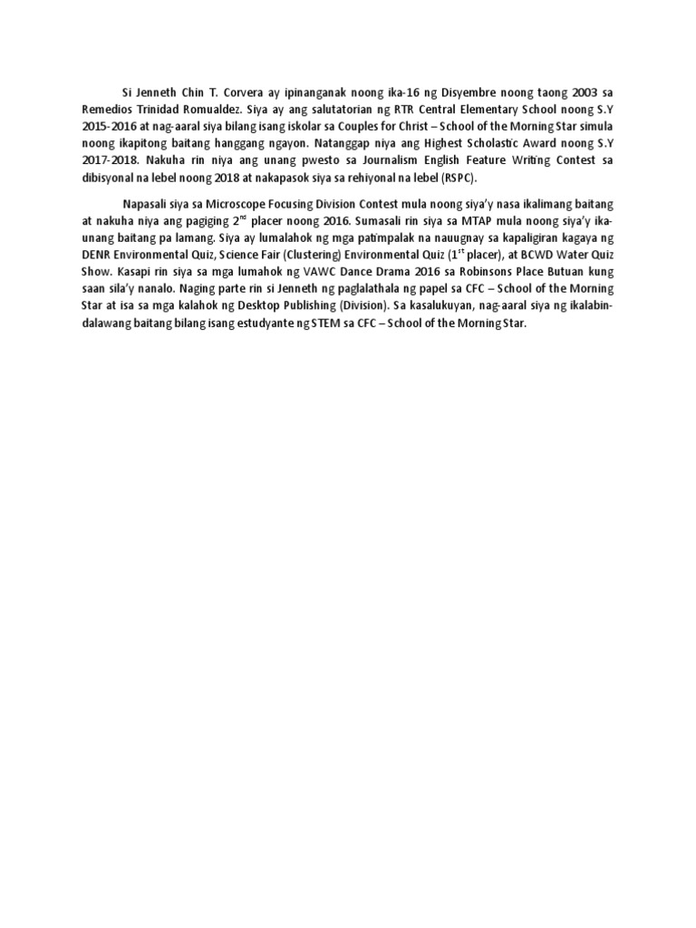 Filipino Self Bionote | PDF