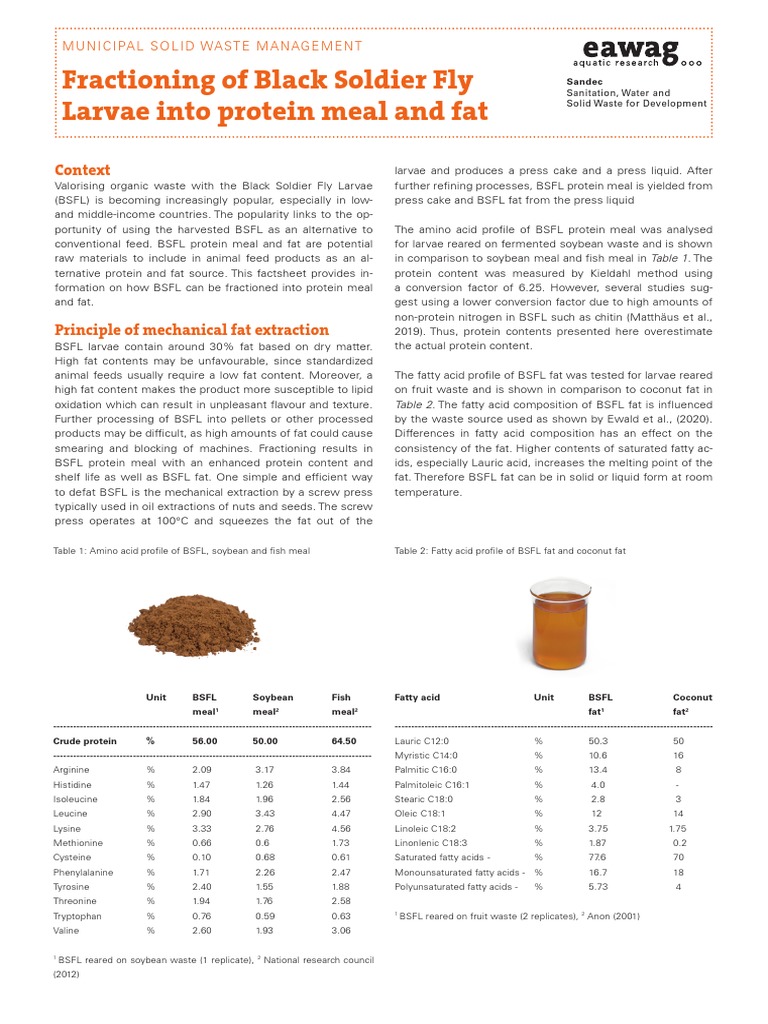 BSF Factsheet Fractioning | PDF | Filtration | Coconut Oil