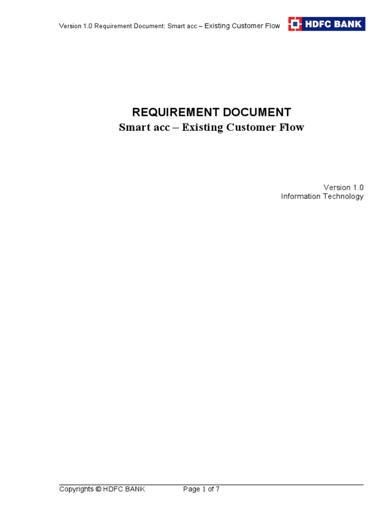 Requirement Document Smart Acc - Existing Customer Flow | PDF ...