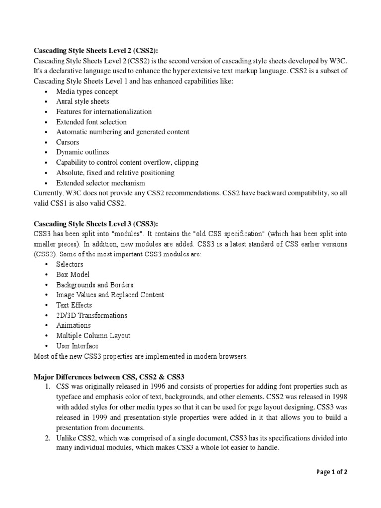Cascading Style Sheets Level 2 (CSS2) :: Page 1 of 2 | PDF | Design | Computer File Formats