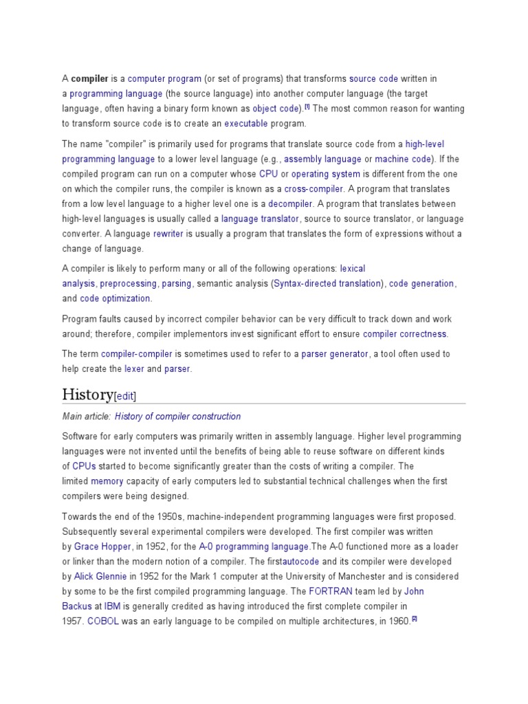 History: History of Compiler Construction | PDF | Compiler | Computer Programming