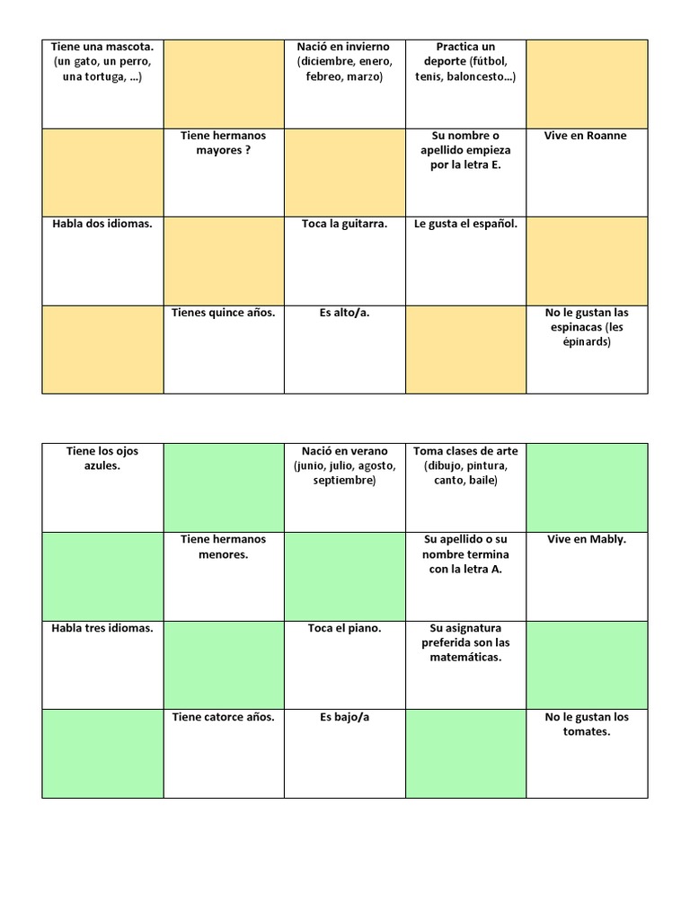 Bingo de Personas | PDF