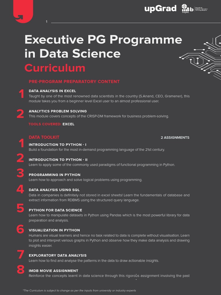Executive PG Programme in Data Science: Curriculum | PDF | Machine ...