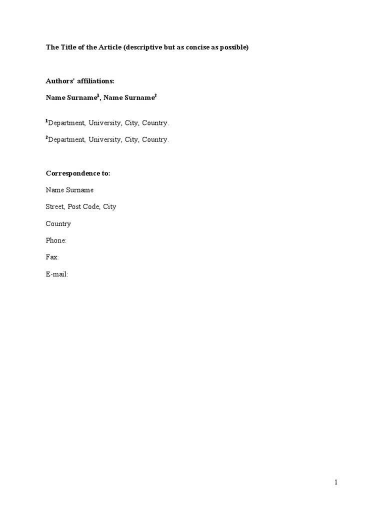 Original Article Template | PDF | Digital Object Identifier