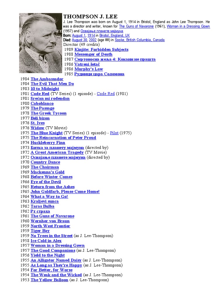 Thompson J. Lee | PDF | Films Directed