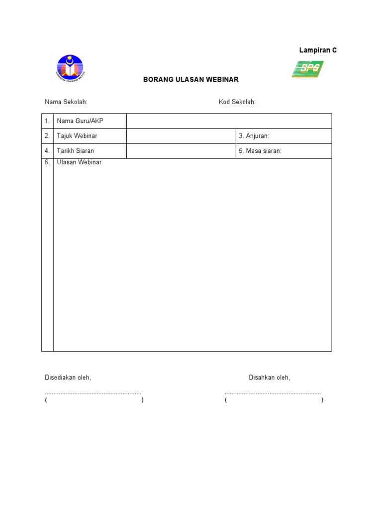 Borang Ulasan Webinar | PDF