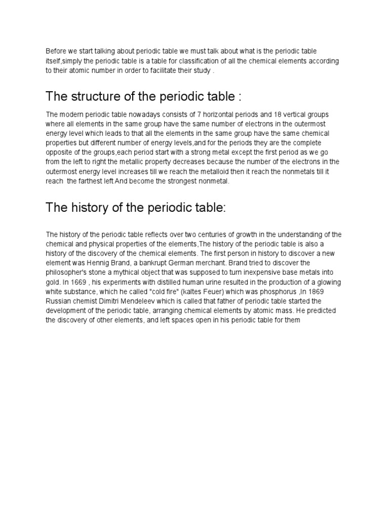The Structure of The Periodic Table | PDF