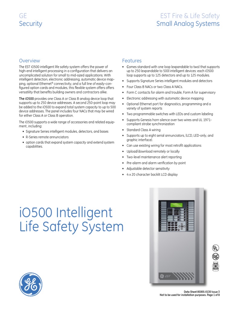 85005-0130 - IO500 Intelligent Life Safety System | Download Free PDF ...