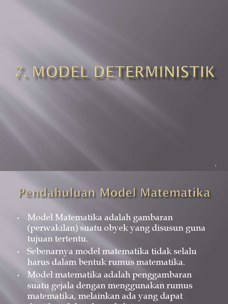 Model dan Contoh Model Deterministik | PDF | Metode & Bahan Ajar | Komputer