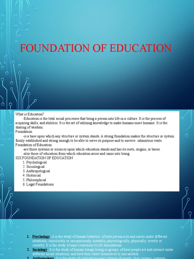 Foundation of Education - Powerpoint | PDF | Idealism | Psychology