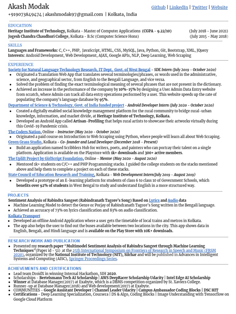 Akash Modak Resume | PDF | Web Application | Ajax (Programming)
