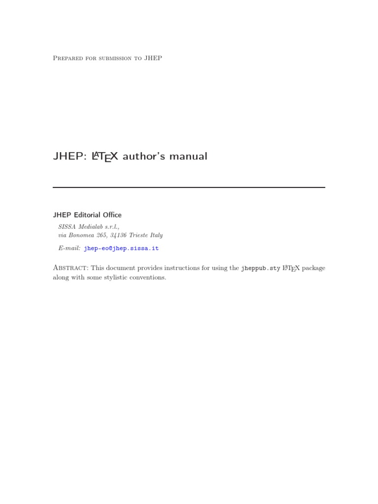 JHEP Author Manual | PDF | Citation | Written Communication