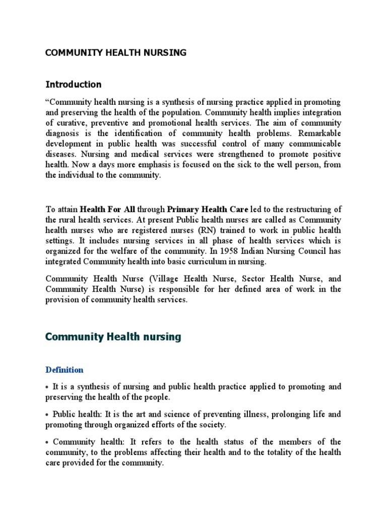 Community Health Nursing Lecture | PDF | Nursing | Health Care