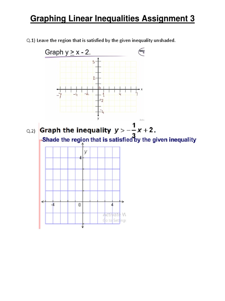 Graphing Linear Inequalities - Assignment 3 (10 A & 10 B) | PDF