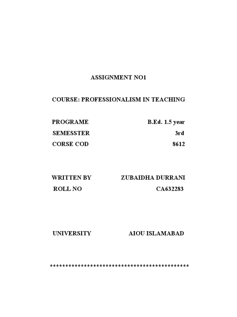 8612 Assignment No1 | PDF | Teachers | Educational Assessment