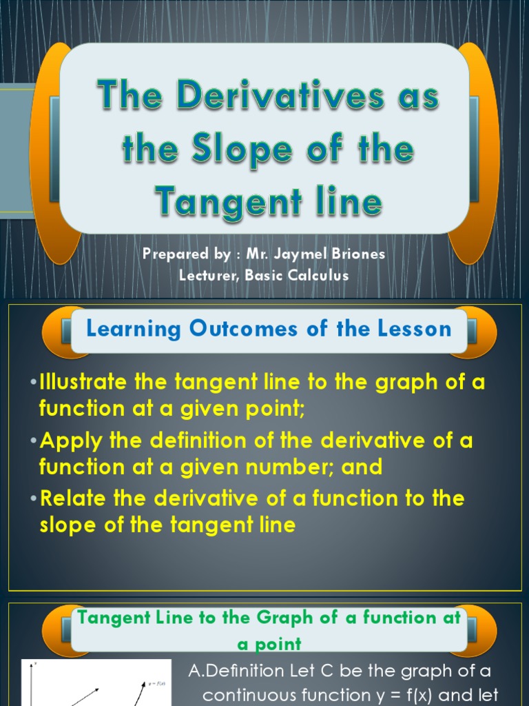 Lesson 4 The Derivatives As The Slope of The Tangent Line (SLIDES ...