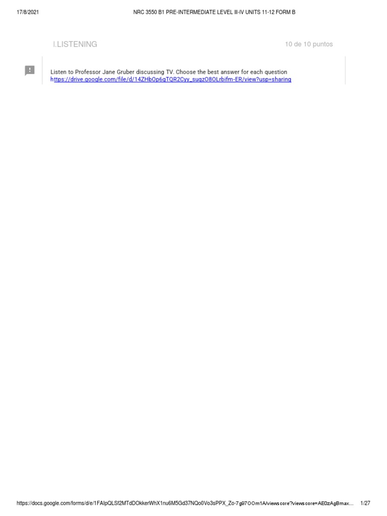 Listening: Listen To Professor Jane Gruber Discussing TV. Choose The ...