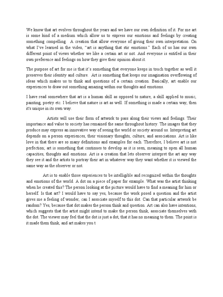 Art Is An Expression of Life | PDF | Emotions | Feeling