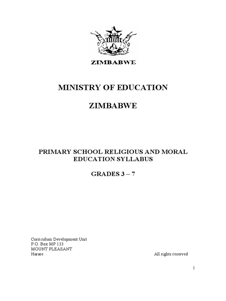 Ministry of Education Zimbabwe: Primary School Religious and Moral ...