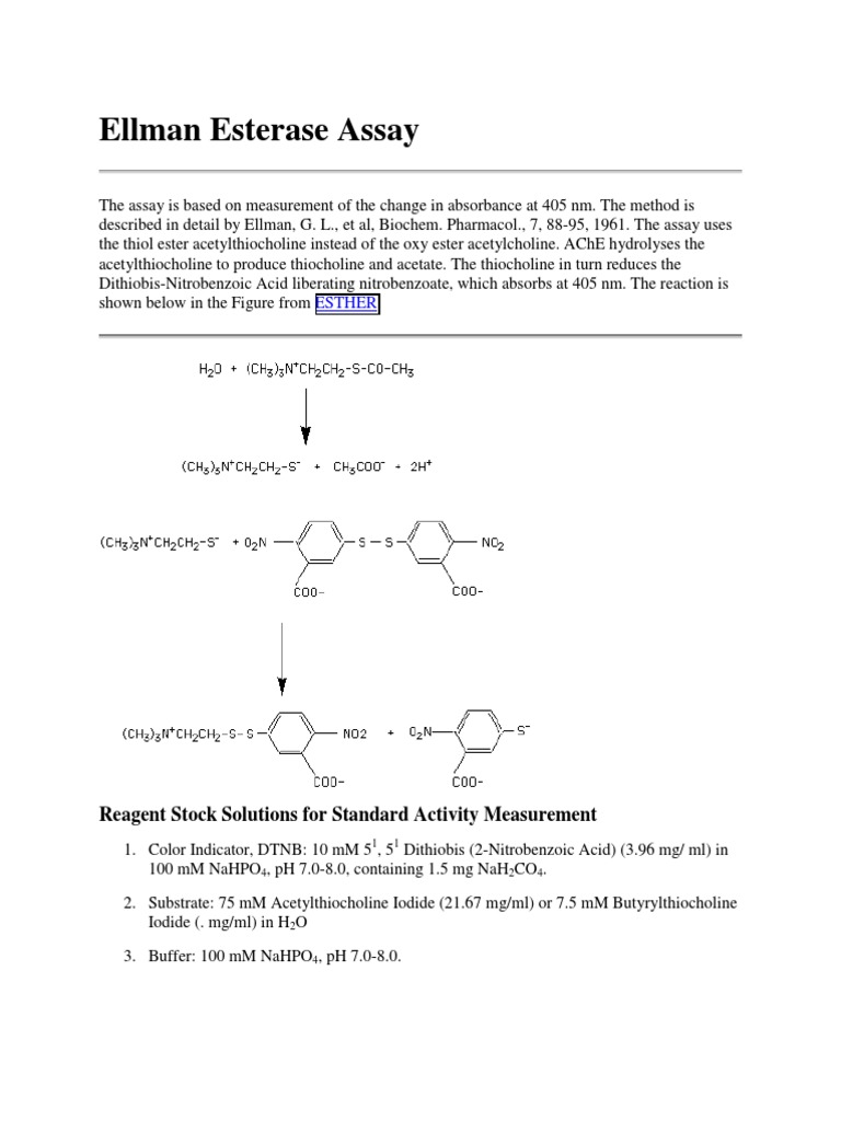 Ellman Esterase Assay: Esther | PDF | Enzyme Kinetics | Enzyme Inhibitor