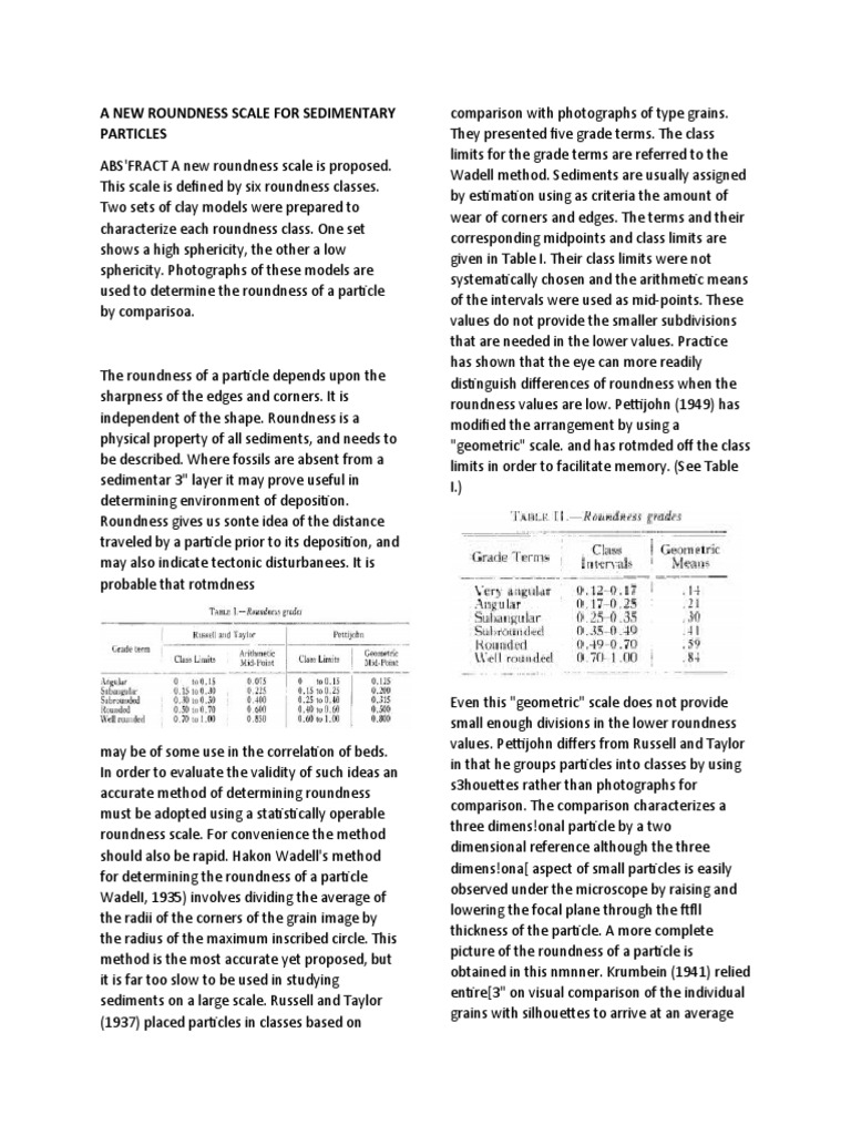 A New Roundness Scale For Sedimentary Particles - Traduccion | PDF ...