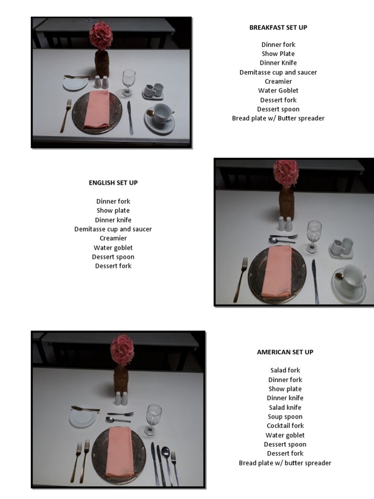 Table Set Up Hand Out Pdf