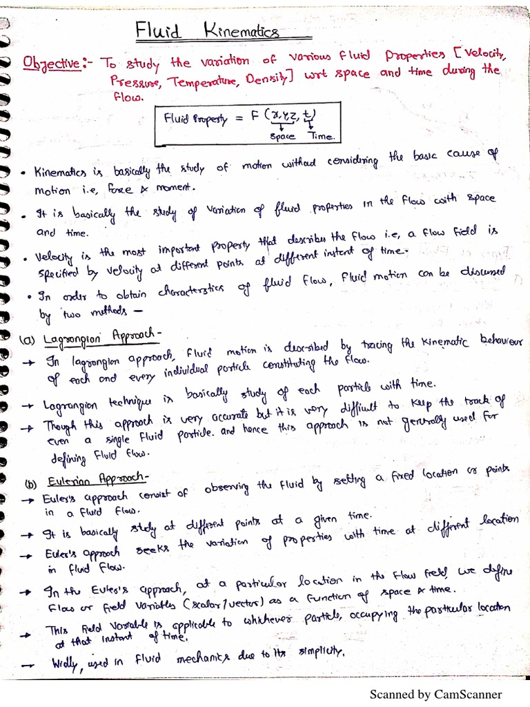 Fluid Kinematics Lecture Notes | PDF