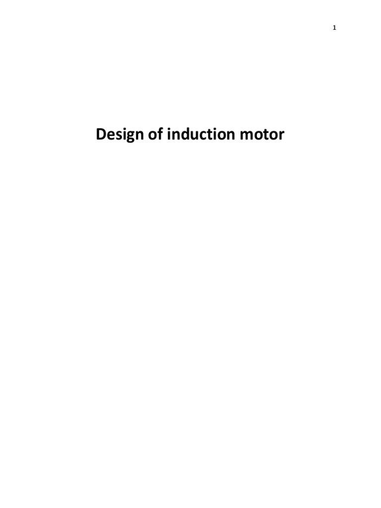 Induction Motor Design Specifications | PDF | Electric Motor ...
