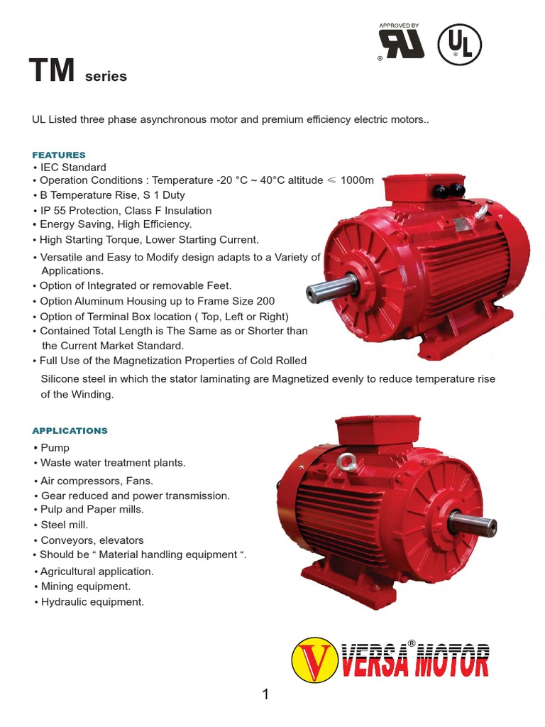 Ul Listed IEC STD Motor | PDF | Electric Motor | Electrical Engineering