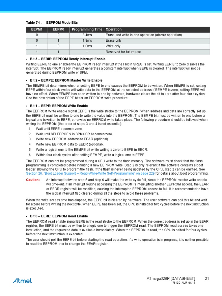Eepm1 Eepm0 Programming Time Operation: Table 7-1. EEPROM Mode Bits | Download Free PDF ...