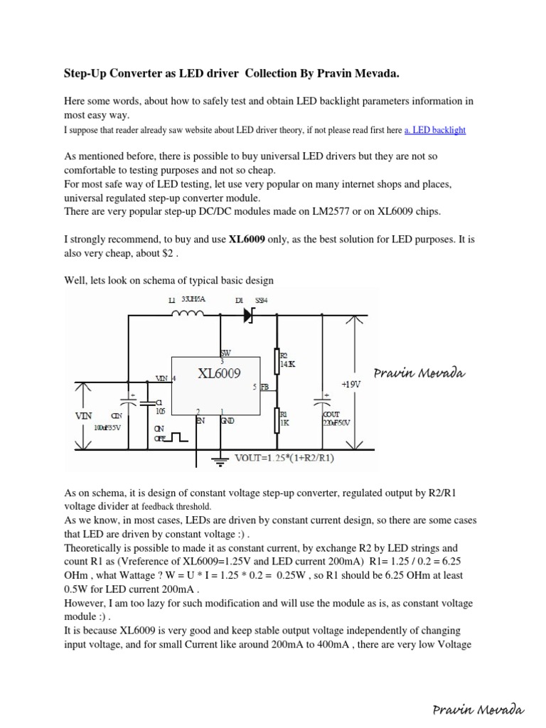 Step-Up Converter As LED Driver | PDF | Voltage | Resistor